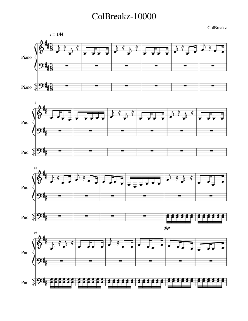 ColBreakz-10000 Sheet music for Piano (Piano Duo) | Musescore.com