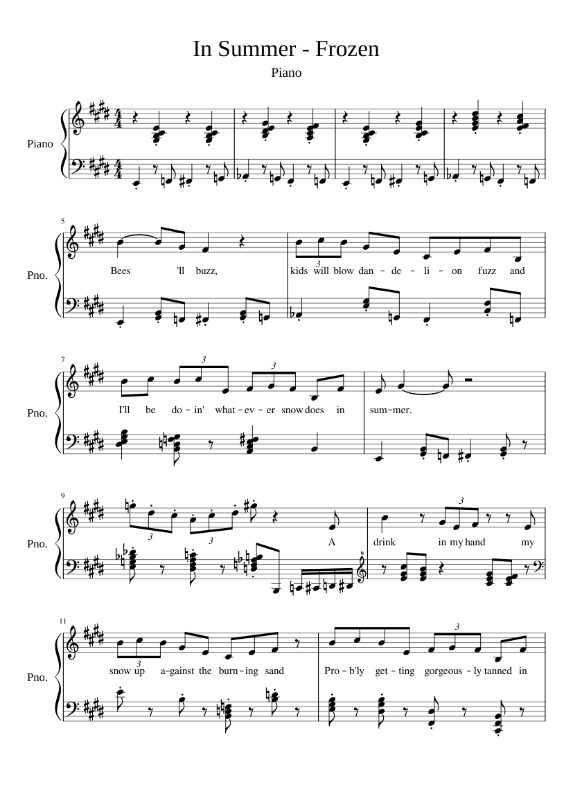 Olaf Frozen Summer Song Lyrics