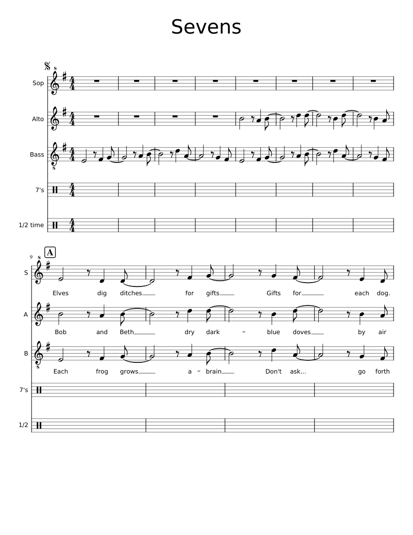 Sevens Sheet music for Drum group, Xylophone (Percussion Quintet ...