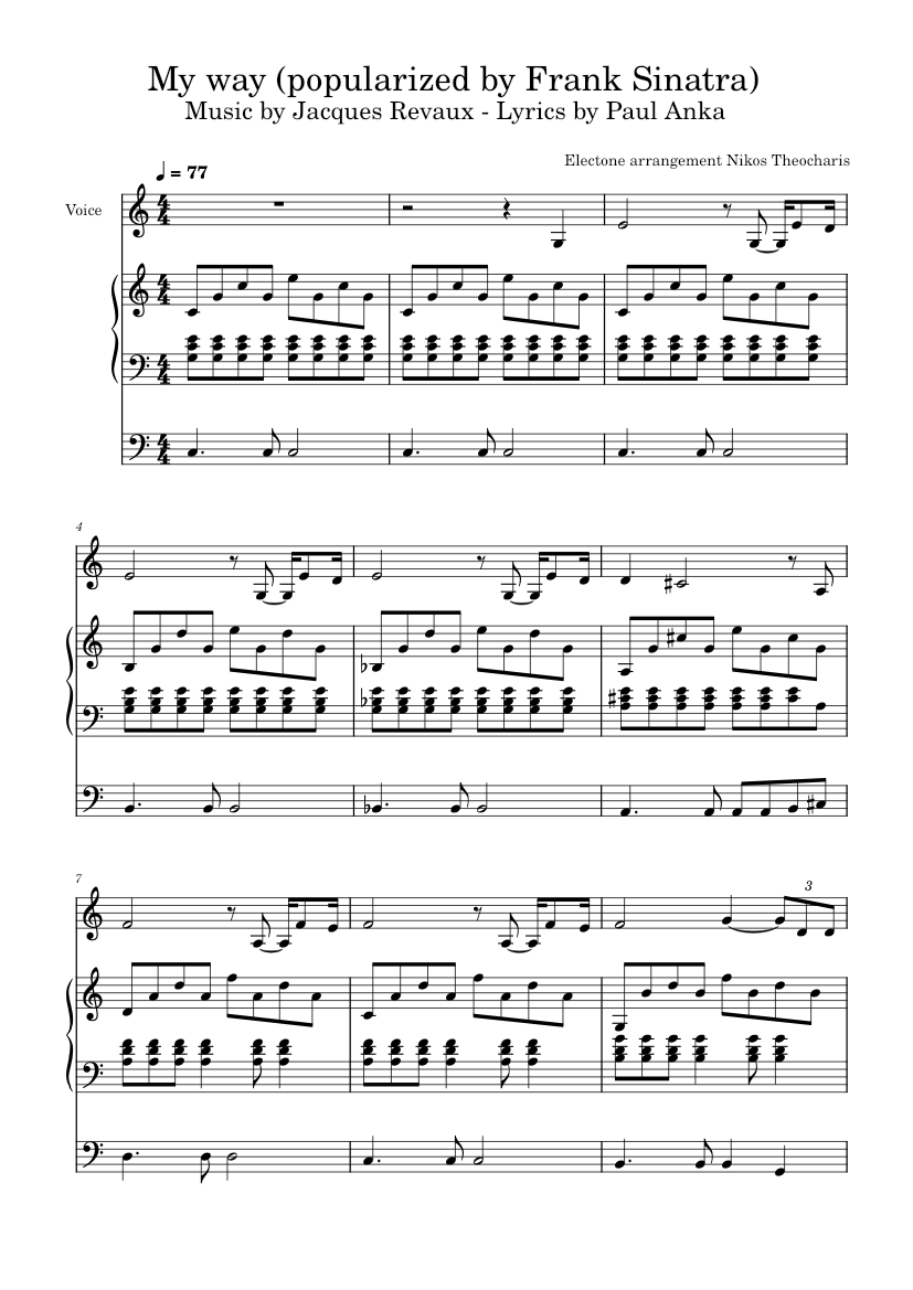 My way – Frank Sinatra My way Sheet music for Piano, Alto, Bass guitar ...