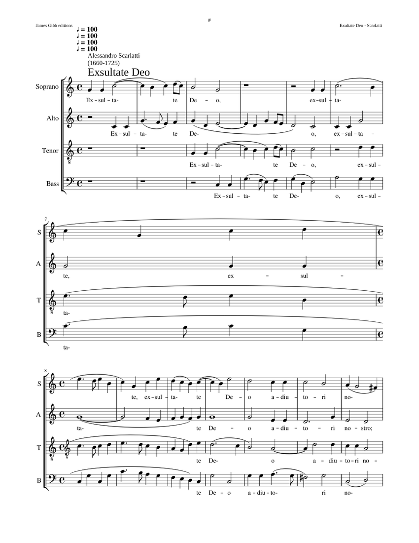 Exultate Deo - Alessandro Scarlatti Sheet music for Bass guitar (Solo ...