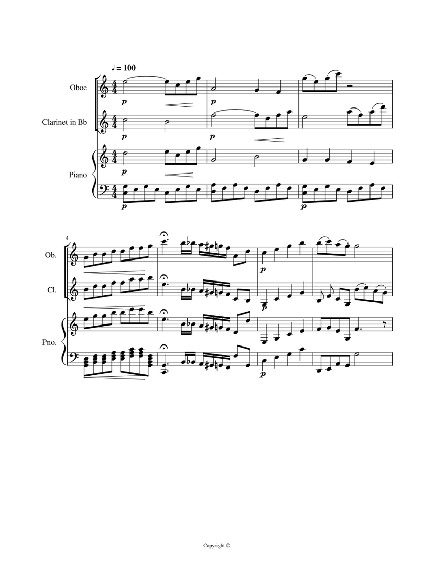 Music Holiday Homework Sheet music for Piano, Oboe (Solo) | Musescore.com