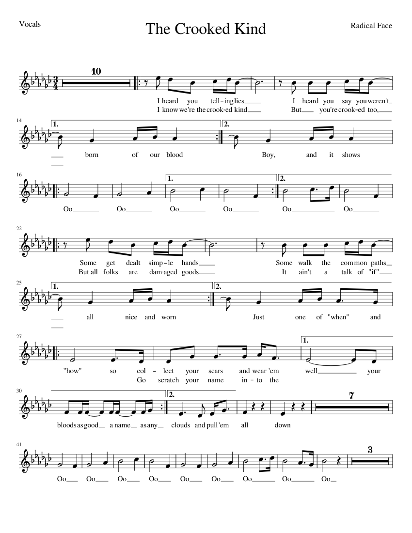 The Crooked Kind - Lyrics Sheet music for Piano (Solo) Easy | Musescore.com