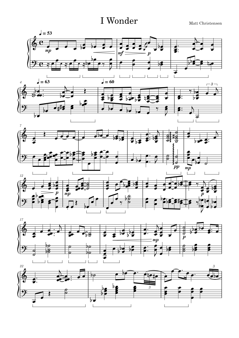 I Wonder - Matt Christensen Sheet Music for Piano (Solo) | MuseScore.com