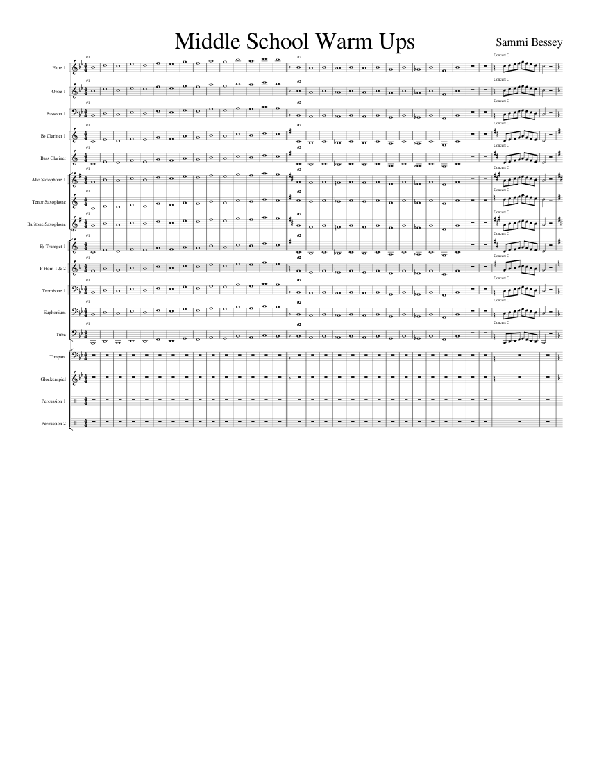 Middle School Warm Ups Sheet music for Trombone, Euphonium, Tuba, Flute ...