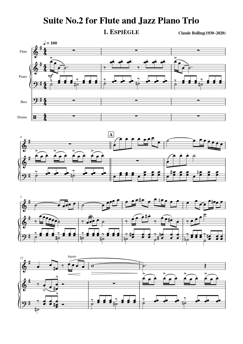 Suite No. 2 for Flute and Jazz Piano Trio - 1. Espiègle - Claude ...