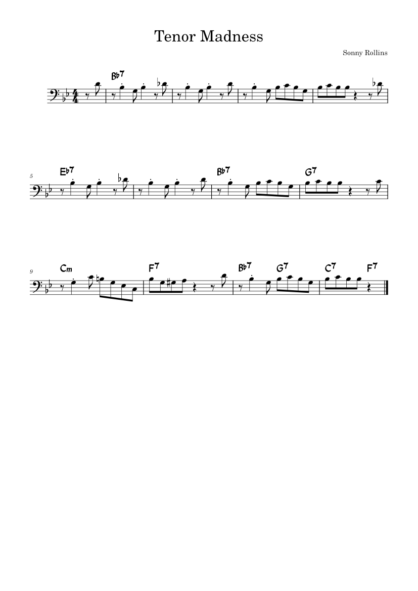 Tenor madness – Sonny Rollins Tenor Madness Sheet music for Piano (Solo ...