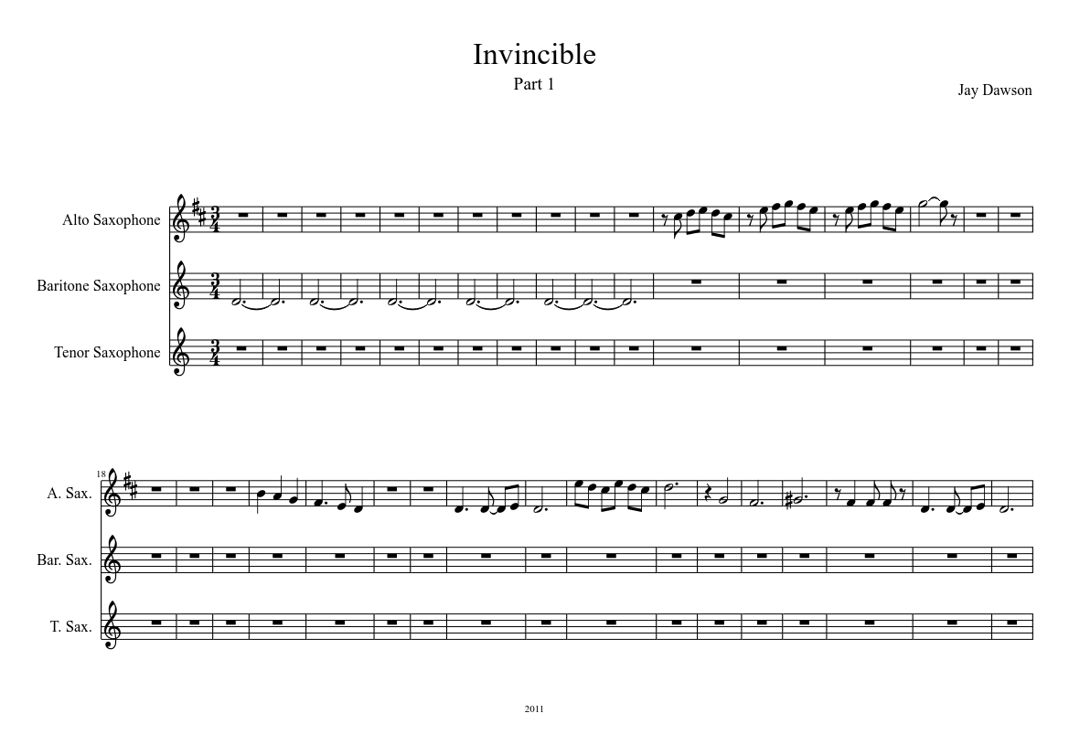 Invincible Sheet music for Saxophone alto, Saxophone tenor, Saxophone ...