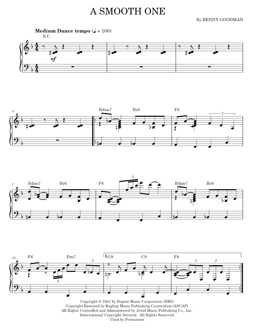 A Smooth One Sheet music for Piano: Music Notes