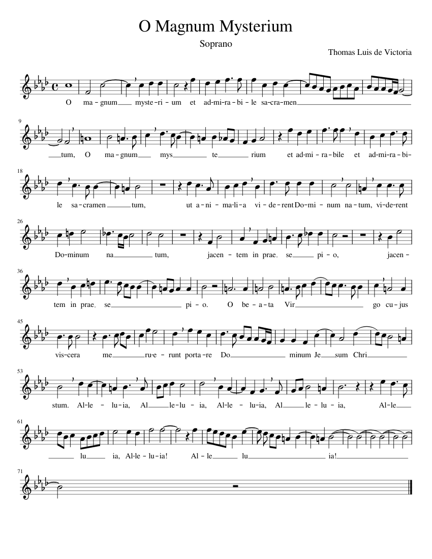 O Magnum Mysterium, Victoria Sheet music for Piano (Solo) | Musescore.com