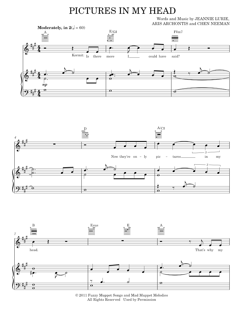 Play Official version of Pictures In My Head Sheet Music by The Muppets ...