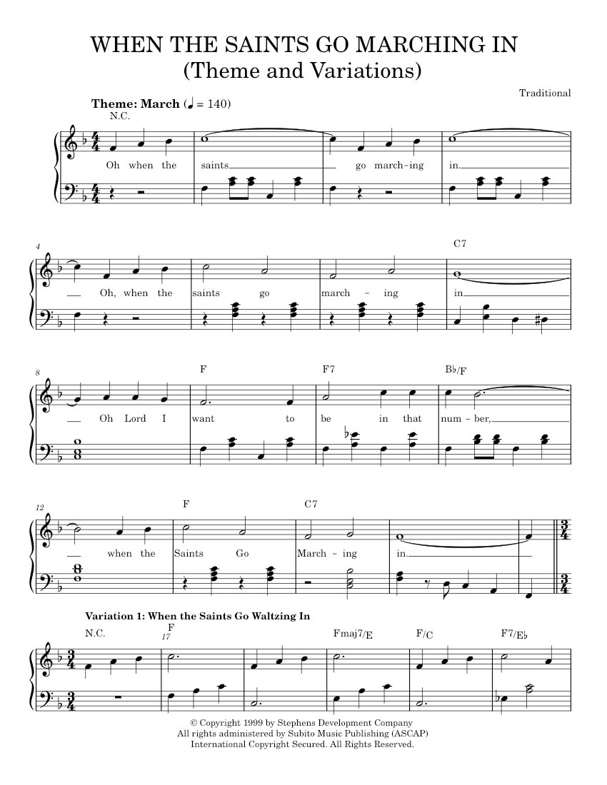 Play Official version of When the saints go marching in Sheet Music by ...