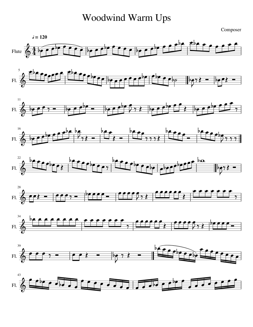 Woodwind Warm Ups Sheet music for Piano, Flute (Solo) | Musescore.com
