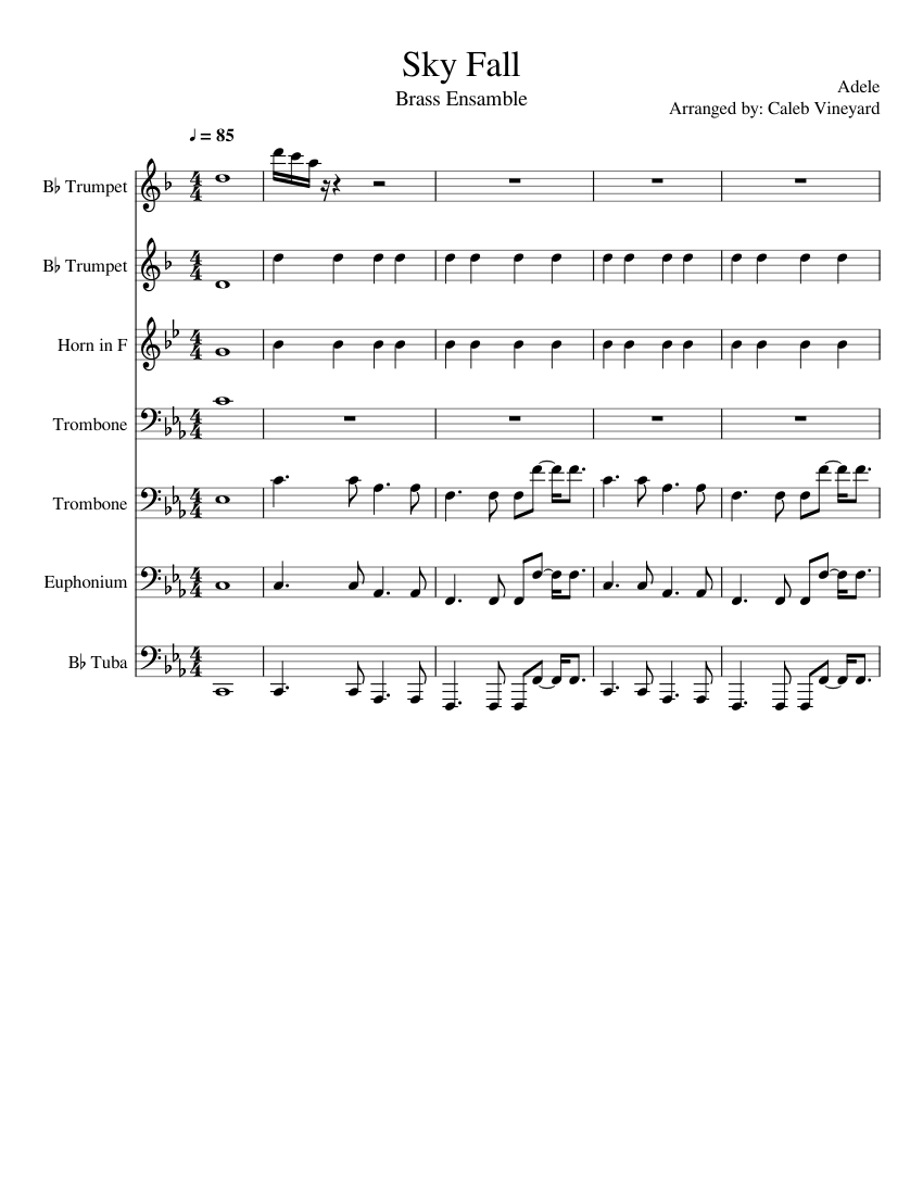 Sky Fall Sheet music for Trumpet (In B Flat), Trombone, French Horn ...