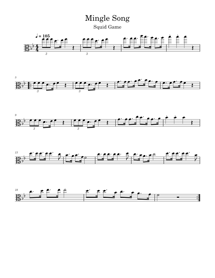 Squid Game 2 - Mingle song by Bobby Mitchell Sheet Music for Viola ...