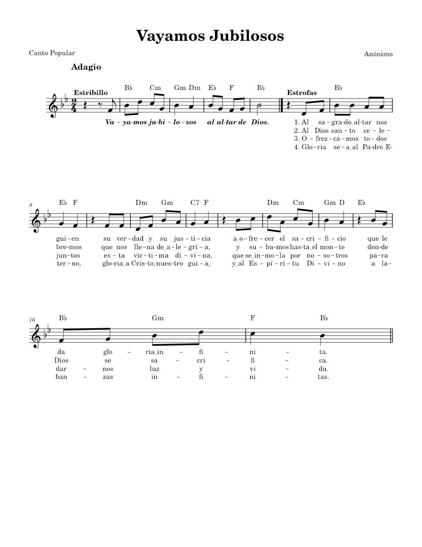 Vayamos Jubilosos (Canto Popular de Autor Anónimo) Sheet Music for ...