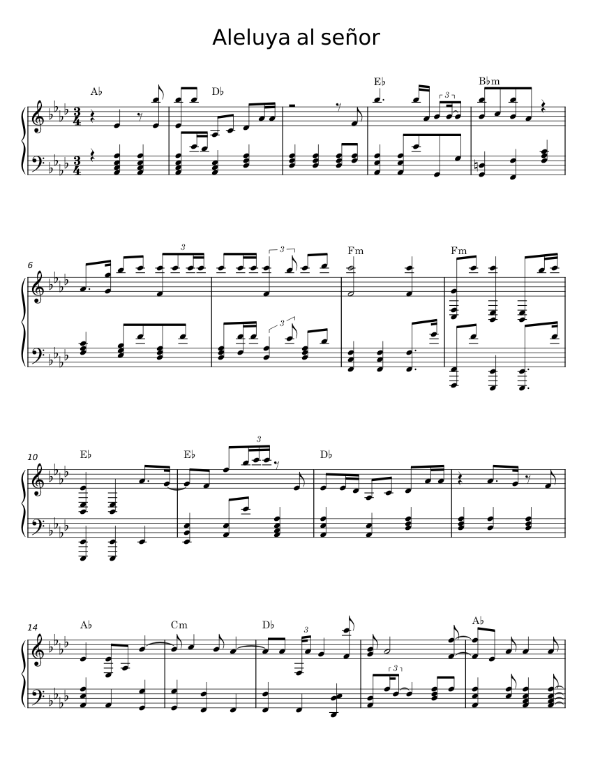 Aleluya al señor Sheet music for Piano (Solo) | Musescore.com
