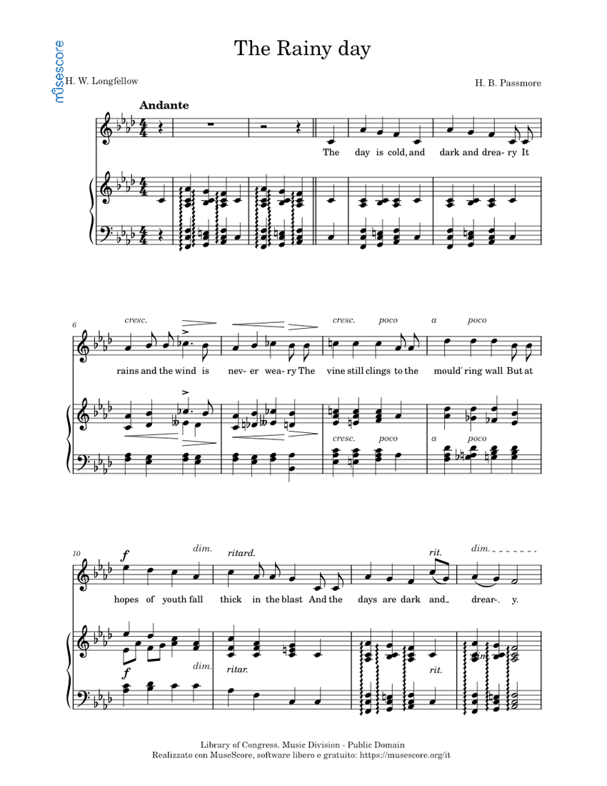 The Rainy day Sheet music for Piano, Mezzo soprano (Piano-Voice ...