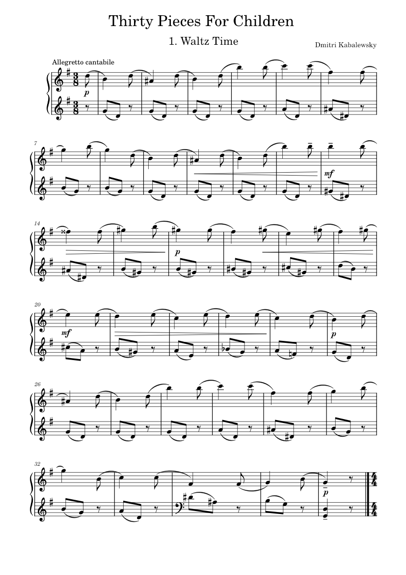 Thirty Pieces For Children – Dmitri Kabalewsky Sheet music for Piano ...