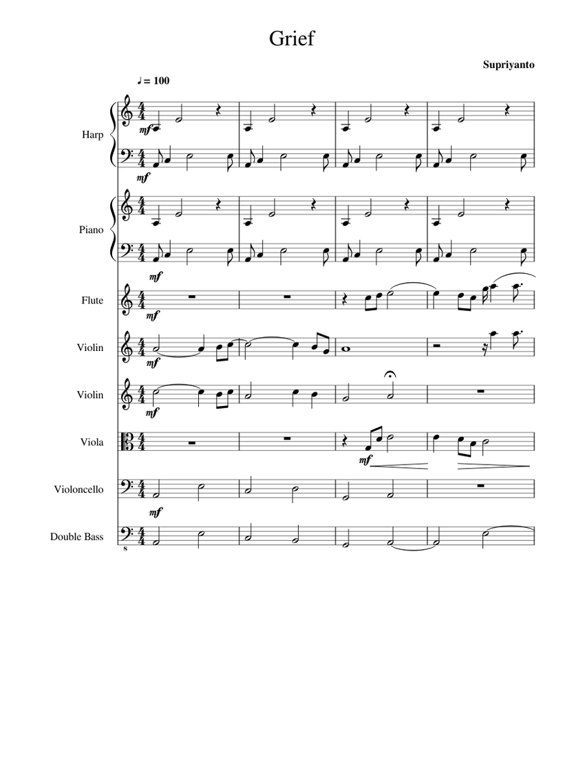 Grief Sheet music for Piano, Flute, Contrabass, Violin & more ...