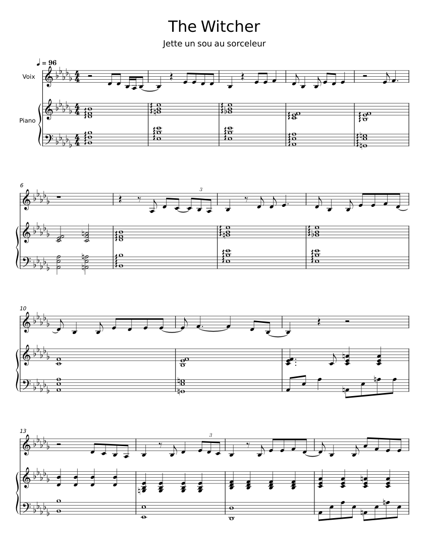 The Witcher Sheet music for Piano, Synthesizer (Mixed Trio) | Musescore.com