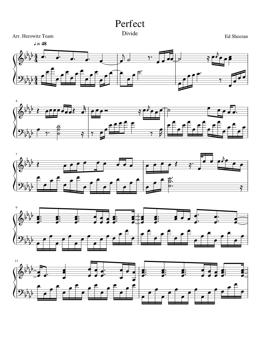 Ed Sheeran - Perfect (Piano Cover) Sheet Music for Piano (Solo ...