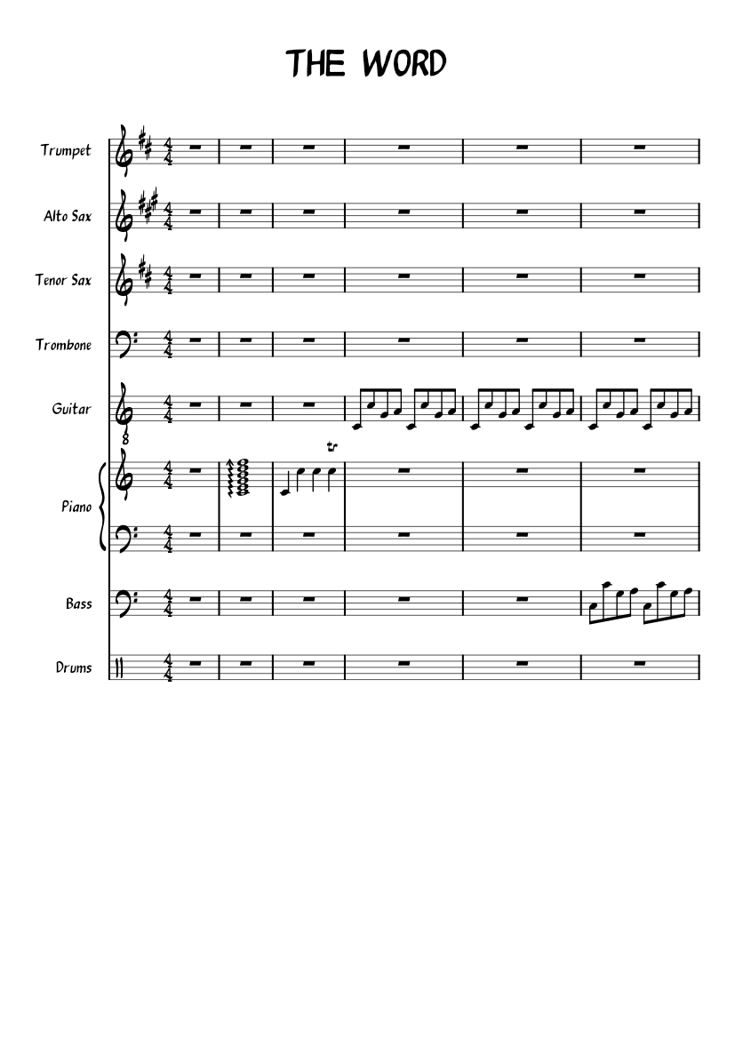 THE_WORD Sheet music for Piano, Trombone, Saxophone alto, Saxophone ...