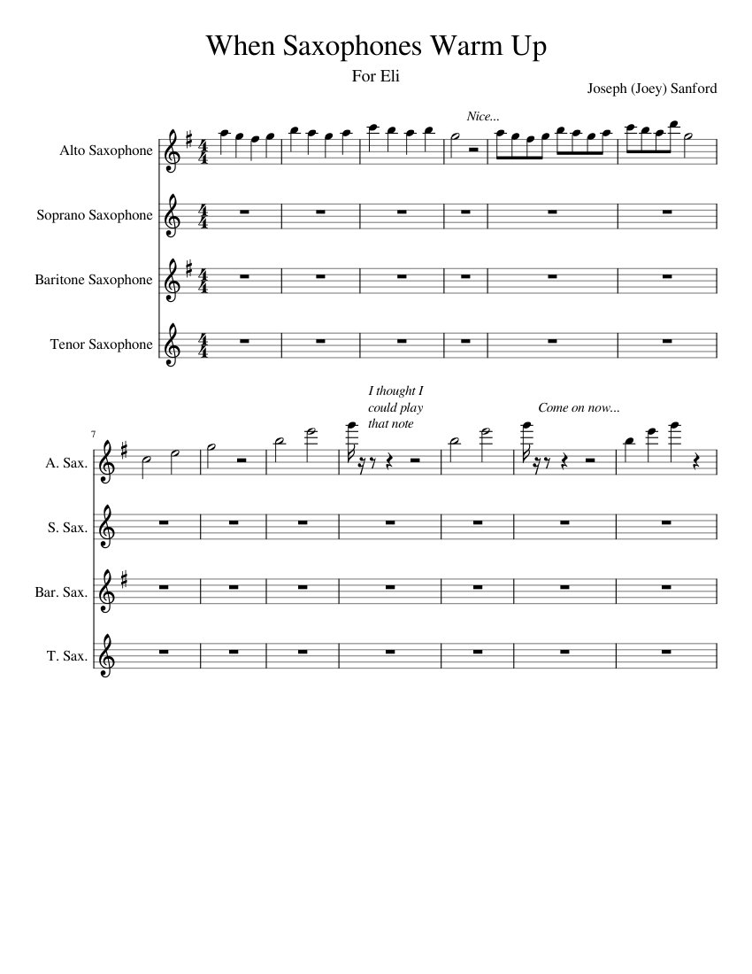 When Saxophones Warm Up Sheet music for Saxophone alto, Saxophone tenor ...
