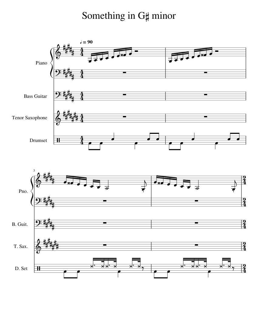 My G# Minor Composition Sheet music for Piano, Saxophone tenor, Bass ...