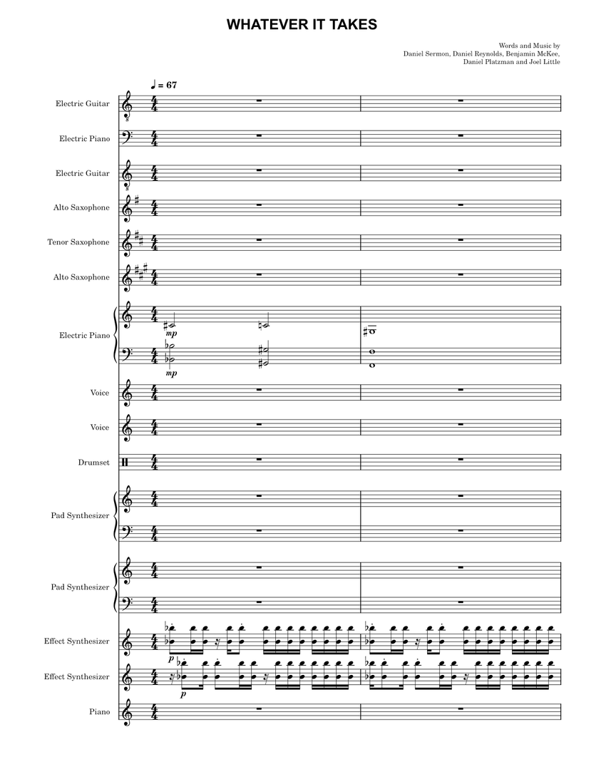 Whatever It Takes - Imagine Dragons Sheet music for Piano, Alto, Vocals ...