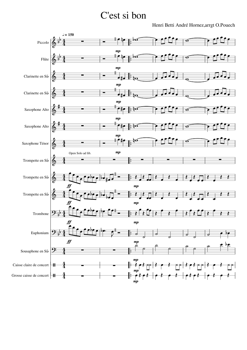 C'est si bon Sheet music for Trombone, Euphonium, Flute piccolo, Flute & more instruments ...