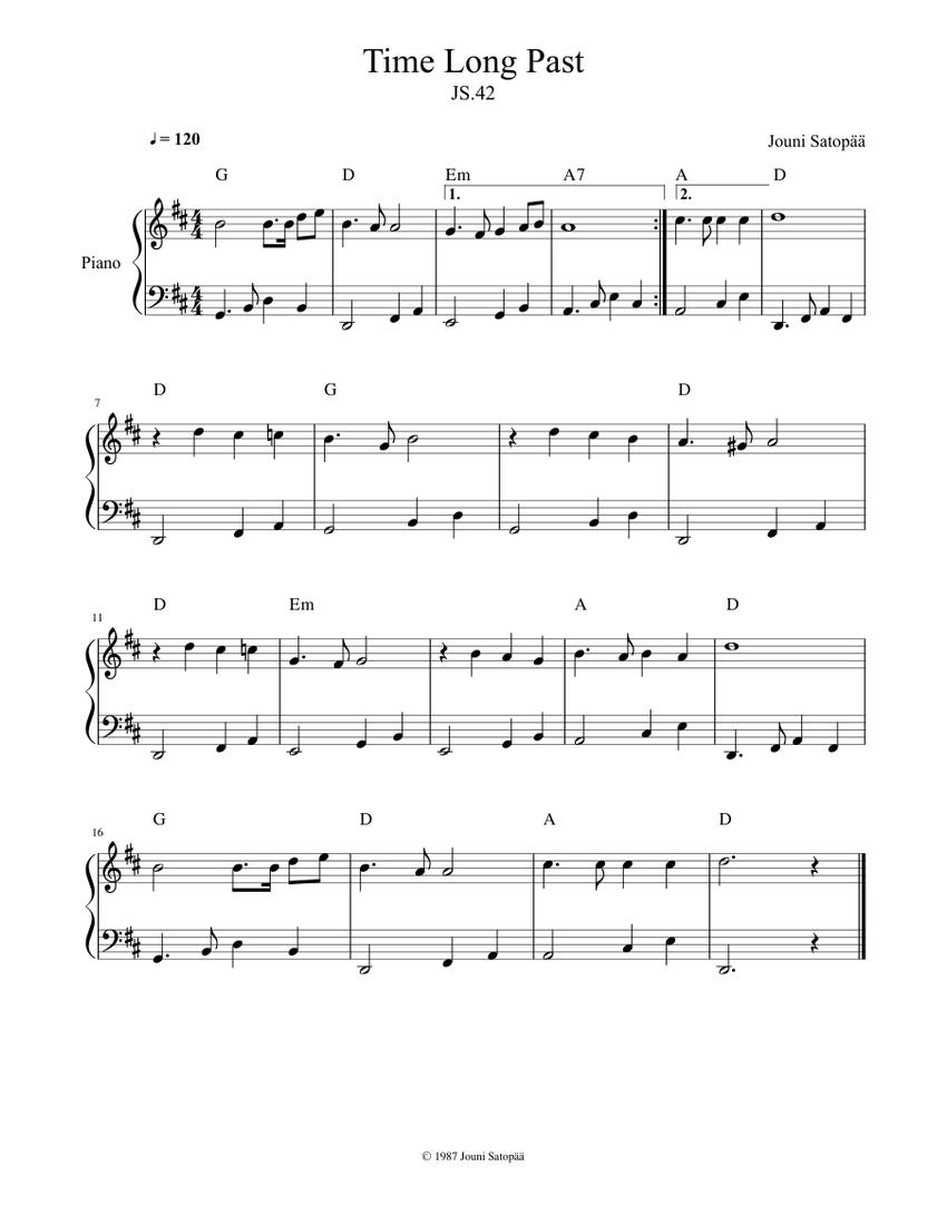 Time Long Past Sheet music for Piano (Solo) | Musescore.com