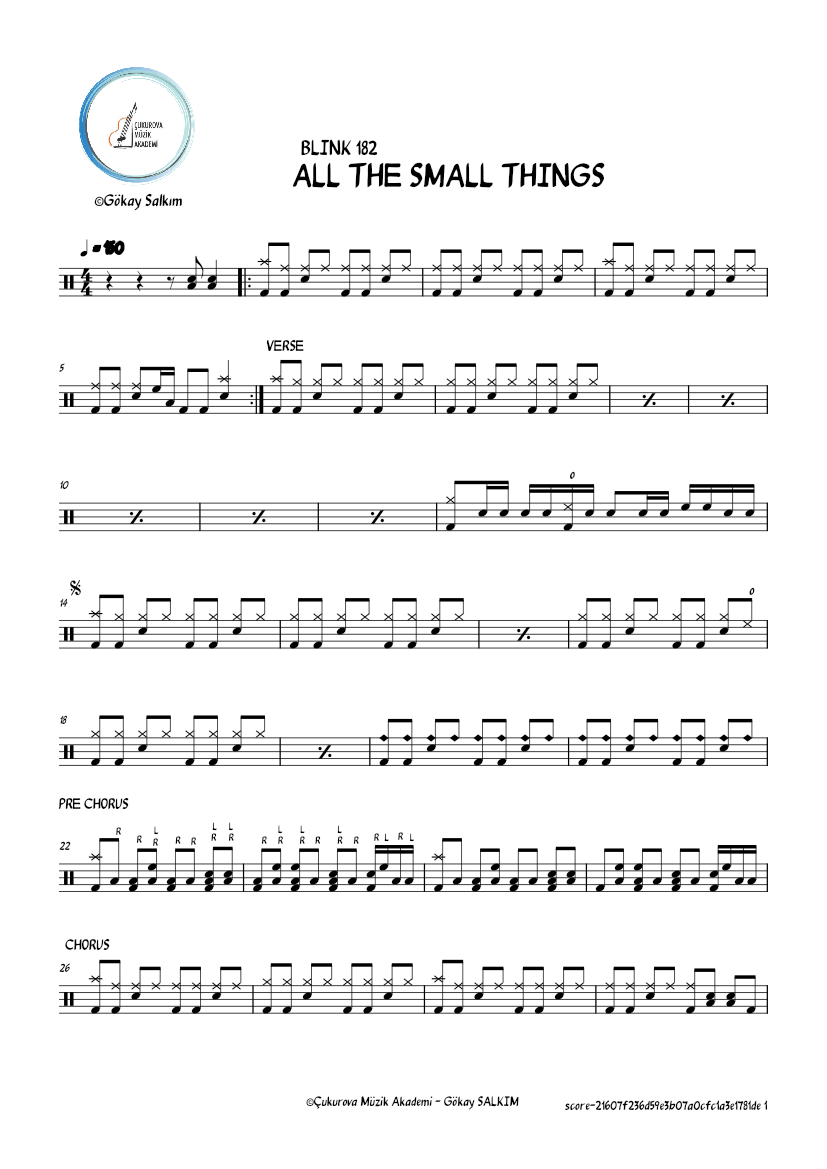 All The Small Things - blink-182 (Drum) Sheet music for Drum group ...