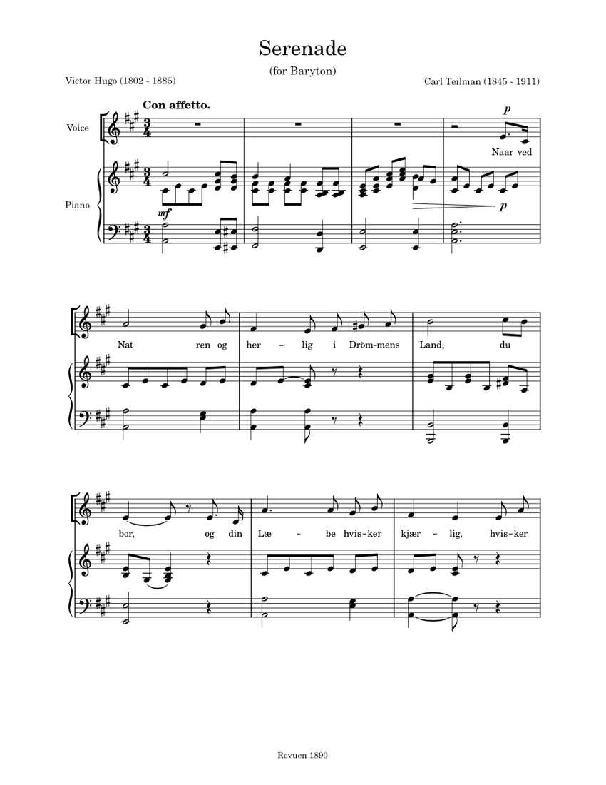 Serenade Sheet music for Piano, Vocals (Piano-Voice) | Musescore.com