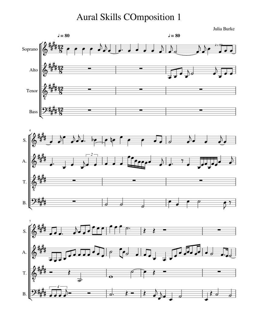 Aural Skills COmposition 1 Sheet music for Soprano, Tenor, Alto, Bass ...