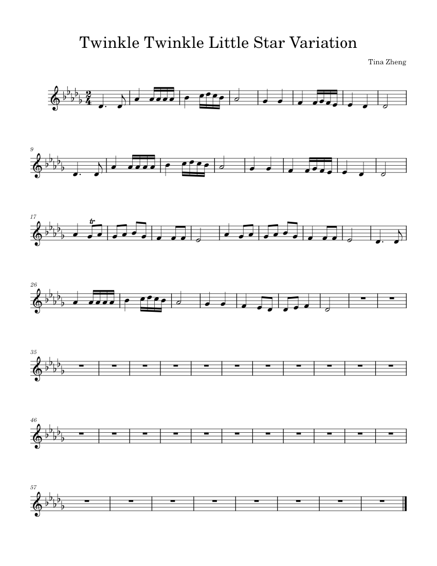 Twinkle Twinkle Little Star Variation by Tina Zheng Sheet music for ...