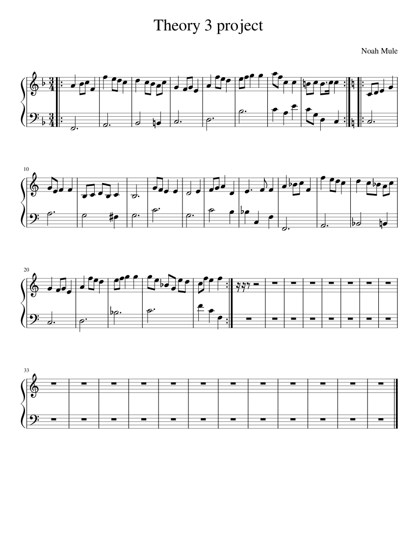 Music theory 3 project Sheet music for Piano (Solo) | Musescore.com
