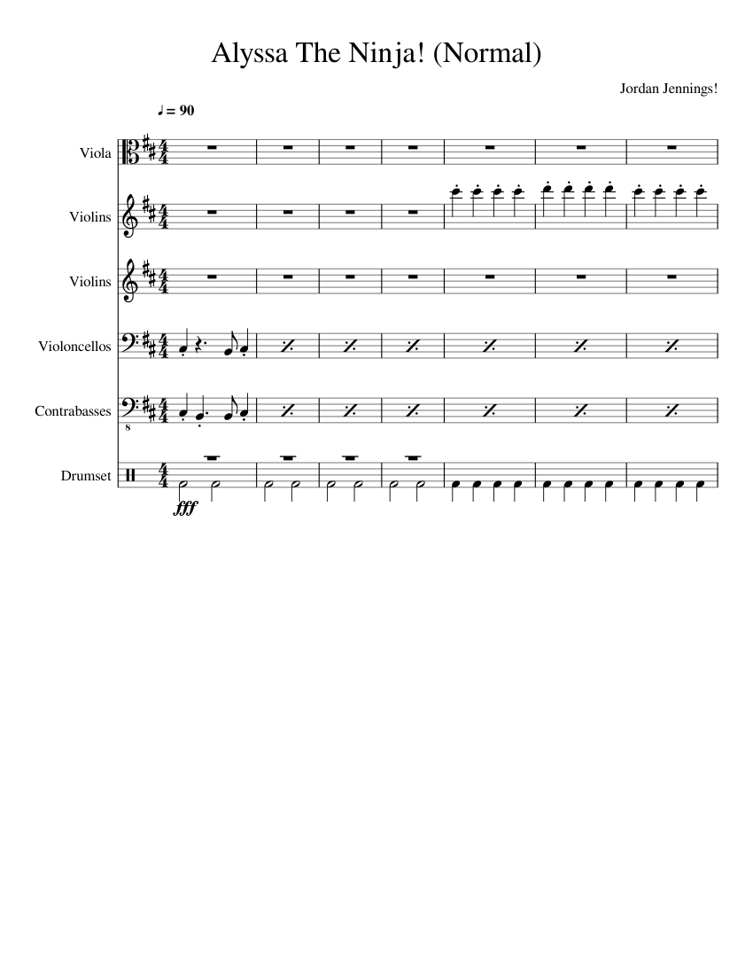 Alyssa The Ninja Normal Sheet music for Viola, Drum group, Strings ...