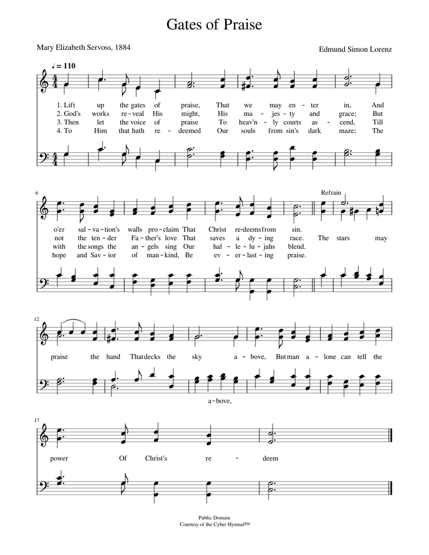 Gates of praise - Edmund S. Lorenz Sheet music for Piano (Piano Duo ...