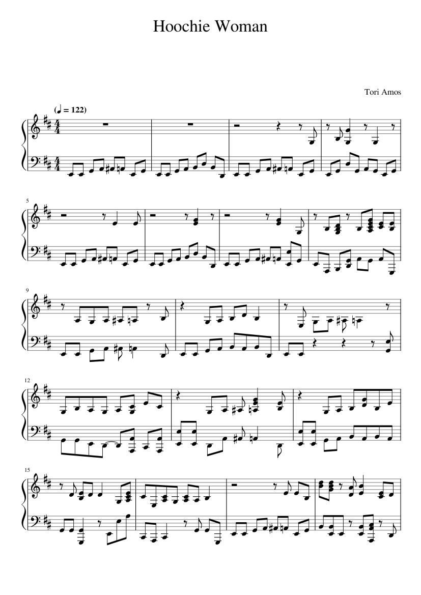Hoochie Woman – Tori Amos Sheet music for Piano (Solo) | Musescore.com