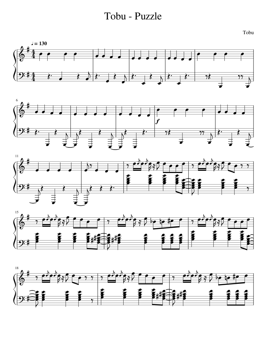 Tobu - Puzzle Sheet music for Piano (Solo) | Musescore.com