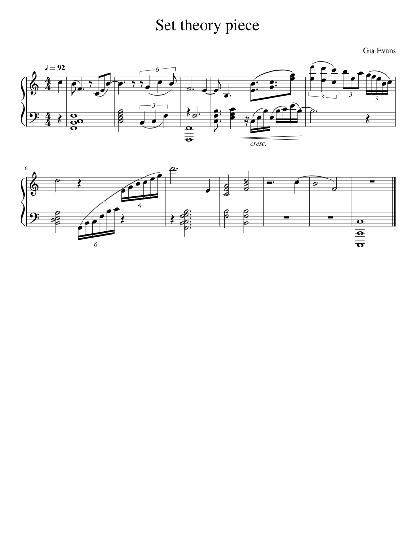Set theory piece Sheet music for Piano (Solo) Easy | Musescore.com