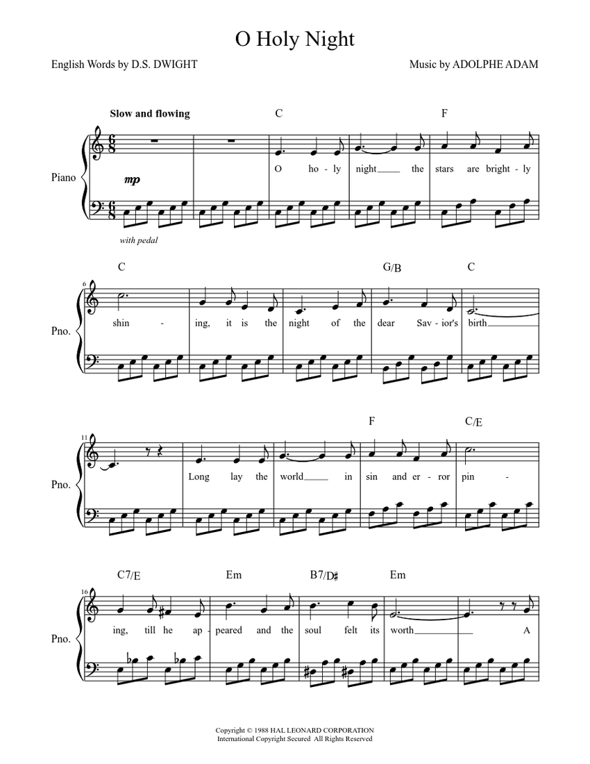 O Holy Night Sheet music for Piano (Solo) | Musescore.com