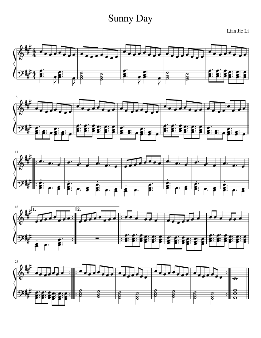 Sunny Day Sheet music for Piano (Solo) Easy | Musescore.com