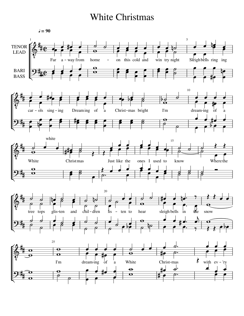 White Christmas Sheet music for Tenor, Bass voice (Choral) | Musescore.com