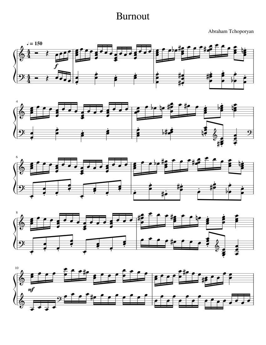 Burnout Sheet music for Piano (Solo) | Musescore.com