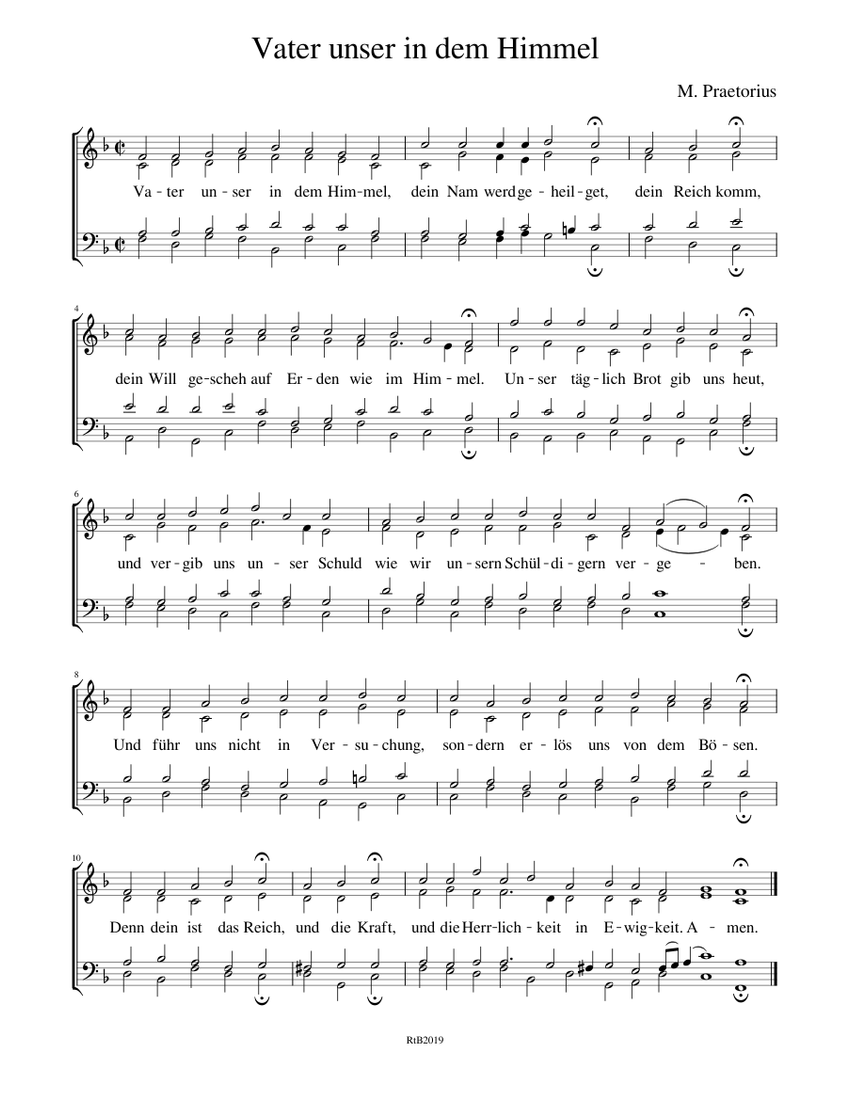 Vater unser in dem Himmel (Praetorius) Sheet music for Organ (SATB) | Musescore.com