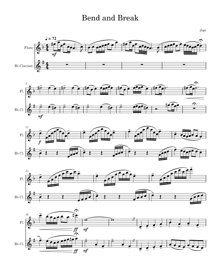 Bend and Break Sheet music for Flute, Clarinet other (Woodwind Duet ...