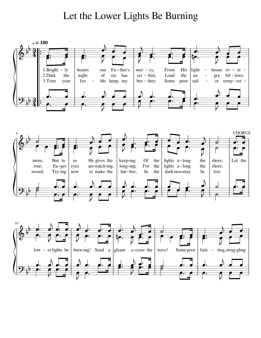372 Let the Lower Lights Be Burning Sheet music for Piano (Solo) Easy ...