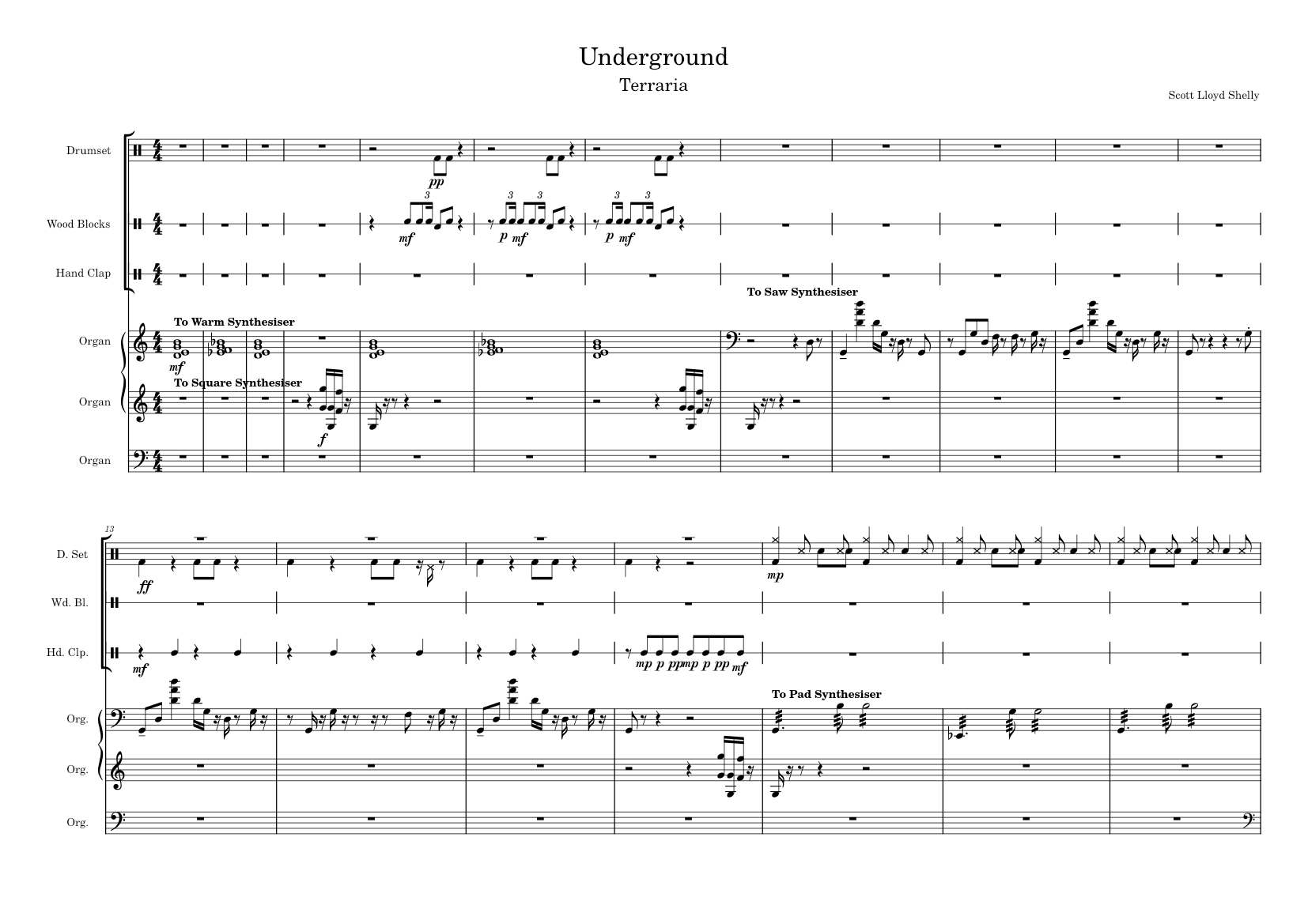 Underground - Terraria Sheet music for Organ, Drum group, Woodblock ...